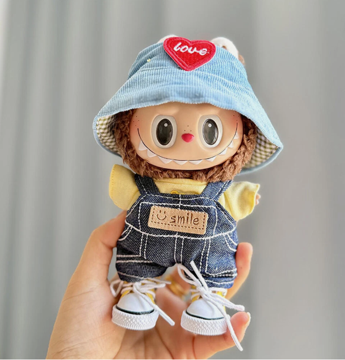 Overalls With Blue Bucket Hat 4-Piece Set | Mini Outfits For Labubu & 7 ...